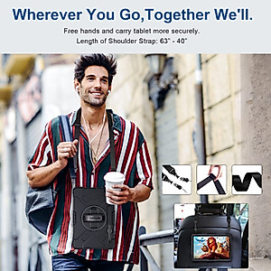 SUPFIVES Case for Samsung Galaxy Tab S7 FE/ S8 Plus 12.4 Inch: [Upgraded Military Grade] Full-Body Rugged Protective Soft Silicone Cover - Kick Stand- Handle/Shoulder Strap- S Pen Holder- Black