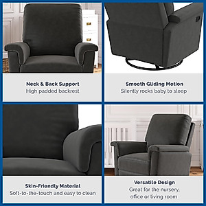 Baby Relax Terrin 3-in-1 Gliding Swivel Recliner Chair, Charcoal