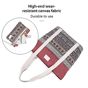 ArcEnCiel Canvas Tote Womens Shoulder Handbag with Purse (Maroon)