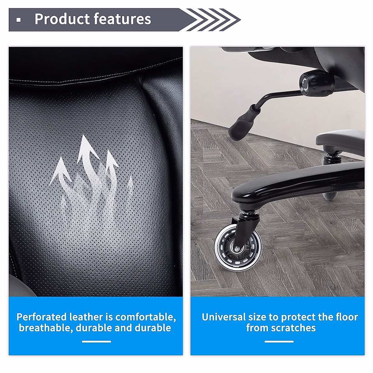 KJZ Big and Tall Office Chair, 400lb Office Chair, Heavy Duty Ergonomic Computer Desk Chair, Executive Leather Chair, Adjustable Lumbar Support 360 Swivel Task Chair