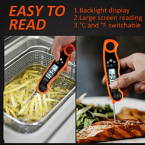 Engsav Meat Thermometer,Digital Food Thermometer for Kitchen, Cooking, Grilling, Turkey, Steak, Wireless Temperature Probe with Calibration and Backlight Instant Read Thermometer