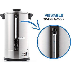 SYBO 2024 UPGRADE SR-CP-50B Commercial Grade Stainless Steel Percolate Coffee Maker Hot Water Urn for Catering, 50-Cup 8L, Silver