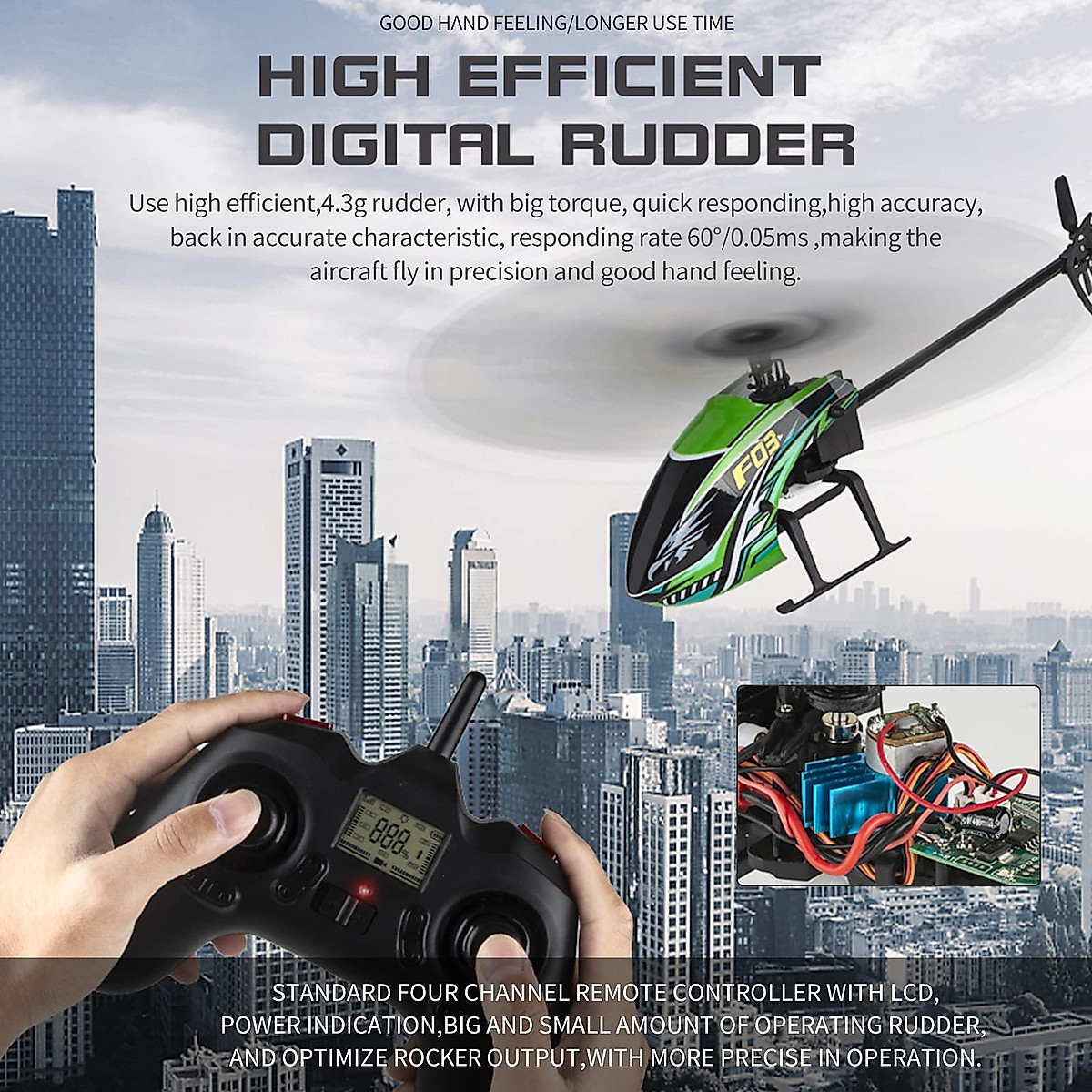 GoolRC F03 RC Helicopter, 4CH 2.4GHz Remote Control Helicopter with 6-Axis Gyro, Altitude Hold, One Key Take Off/Landing, Easy to Fly for Kids, Adults and Beginners, Include 3 Batteries