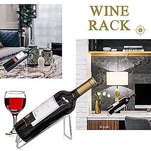 SuproBarware Wine Rack Set of 6- Stainless Steel Single Wine Bottle Holder Rack, Stylish Wine Bottle Organizer Great for Wine Lovers