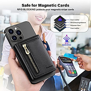 nuoku Designed for Magsafe Wallet, Trifold Leather Magnetic Card Holder for iPhone 14 Pro Max/14 Pro/14 Plus/14 and 13/12 Series, Not Compatible with 13/12 mini, Fit 6 Cards, Black