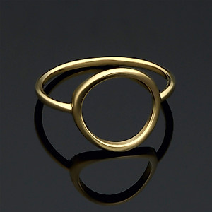 KoolJewelry 14k Yellow Gold Open Circle Karma Ring (size 7)