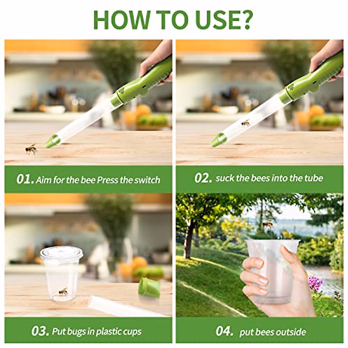 TAISHAN Handheld Vacuum Bug Insect Traps Spider Catcher Eco-Friendly Catch with LED Flashlight Catcher with USB Recharger Household Catch Insect Sucking Electronic Catcher,Pest,Beetle Roach