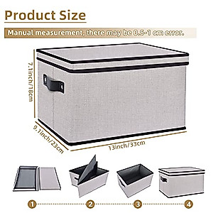 YheenLf Fabric Storage boxes,Storage Baskets for Shelves with Lids, Fabric Storage Bins with Handles, Decorative Linen Closet Organizers Boxes, Medium, LightGray, 1-Pack