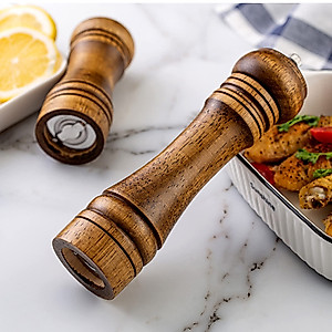 Oak Wooden Pepper or Salt Mill with 10 inch tall with a Adjustable Ceramic Rotor and easily refillable Grinder Pepper Mill Grinder Ceramic Adjustable Coarseness Grinder