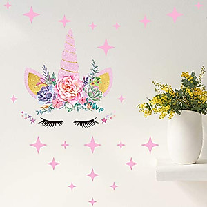 Mozamy Creative Unicorn Wall Decals Girls Wall Decals Nursery Wall Decor Girls Bedroom Decals Peel and Stick Wall Decals