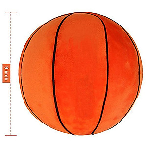 CASAGOOD 10 Inch Fluffy Round Basketball Hugging Pillow Stuffed Basketball Plush Toy Soft Plushies Basketball Throw Pillows Kids' First Basketballs Plush Toys Gift for Kids Or Baby