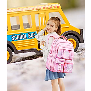 Wraifa Girls Backpack Elementary School Backpacks for Girls Cute Princess Preschool Middle School Bag Kids Bookbag (Only Backpack Pink)