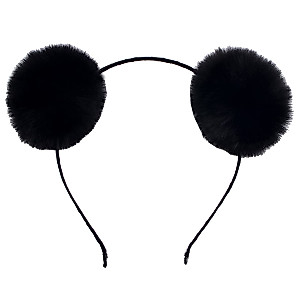 Sheliky 4Pcs Headband Bear Ears Furry Ball Hair Band Halloween Christmas Party Prom Cosplay Accessory for Women Girls (PACK A)