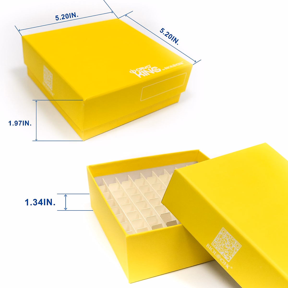 CryoKing 81 Wells 2 Inch Height Lab Freezer Box with Lid, Microtube Storage Box, Fit 0.5mL/1.5/2.0mL Microcentrifuge Tubes Vials, Cardboard Freezer Lab Box, Assorted Colors, 5 Pcs/Pack