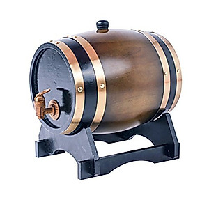 5L Whiskey Barrel Dispenser Oak Aging Barrels Home Whiskey Barrel Decanter for Wine, Spirits, Beer, and Liquor (Brown)