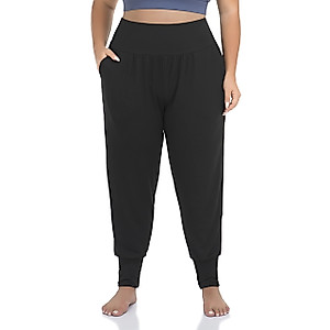 ZERDOCEAN Women's Plus Size Casual Yoga Joggers Comfy Workout Lounge Pants Black 5X