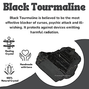 2 Pieces Black Tourmaline Raw Crystals and Healing Stones, Natural Rocks for Tumbling and DIY Raw Stones and Crystals