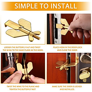 Hotop Door Lock 3 in 1 Door Lock for Travel Door Security Door Locks Devices for Additional and Privacy Safety Door Lock Security Devices for Home Hotel School Apartment College (1 Pcs) Gold