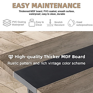 STHOUYN 71" 6ft Large Dinner Table for 6 8 Seat Dining Room Table, Rectangular Farmhouse Modern Kitchen Long Black & Grey Industrial Conference (Grey)