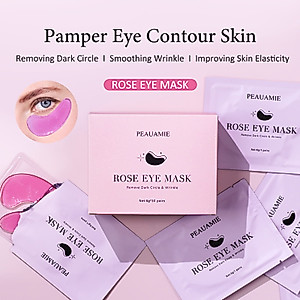 PEAUAMIE Under Eye Patchs Rose Eye Mask for Dark Circles and Puffiness Wrinkle Eye Bags 30 Pairs