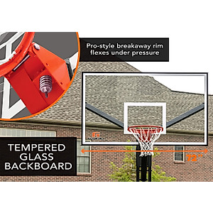 Goalrilla Basketball Hoops with Tempered Glass Basketball Goal Backboard, Black Anodized Frame, and In-ground Anchor System
