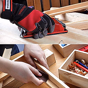 WORKPRO Sandpaper Pack of 24, 80-600 Assorted Grit with Holder, Sand Sponges 40/80/120 Grit, 9x11 Inch Alumina Sand Paper for Wood Furniture Finishing, Metal Sanding, Paint Finishing