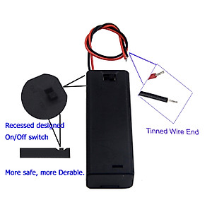 LampVPath (Pack of 5 Single AA Battery Holder with Switch and Cover, 1 AA Battery Holder with Cover and Switch, AA Battery Holder with Leads Wires