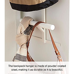 YAMAZAKI Home Tower Backpack Over The Door Hanger for Closet Or Bedroom, Two-Tiered Bookbag Metal Storage Rack, Easy Installation - Steel