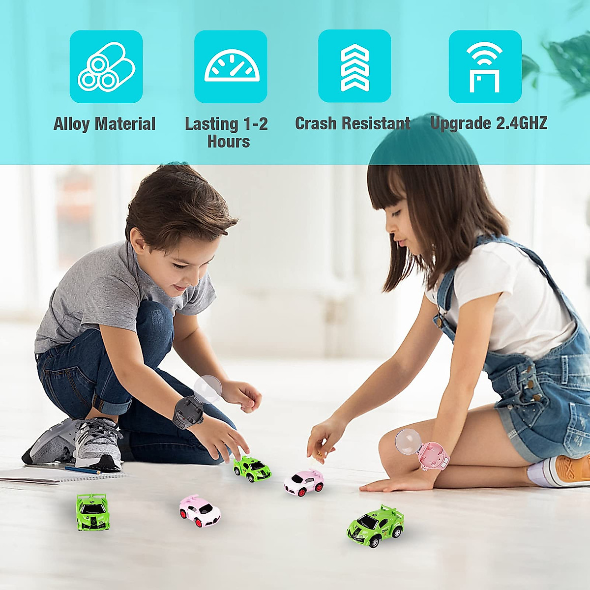 Fanxbox Mini Watch Remote Control Car Toy, 2.4 GHz Watch Remote Control Car for Kids Watch Cars Toy Gift for Boys and Girls(Pink)