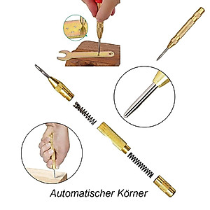Sinoprotools Step Drill Bit & Automatic Center Punch,3pcs HSS Titanium Step Drill Bit Set, Quick Change 1/4" Shank Step Bit,Unibit Step Bits for Plastic, Wood, Sheet Metal Hole Drilling