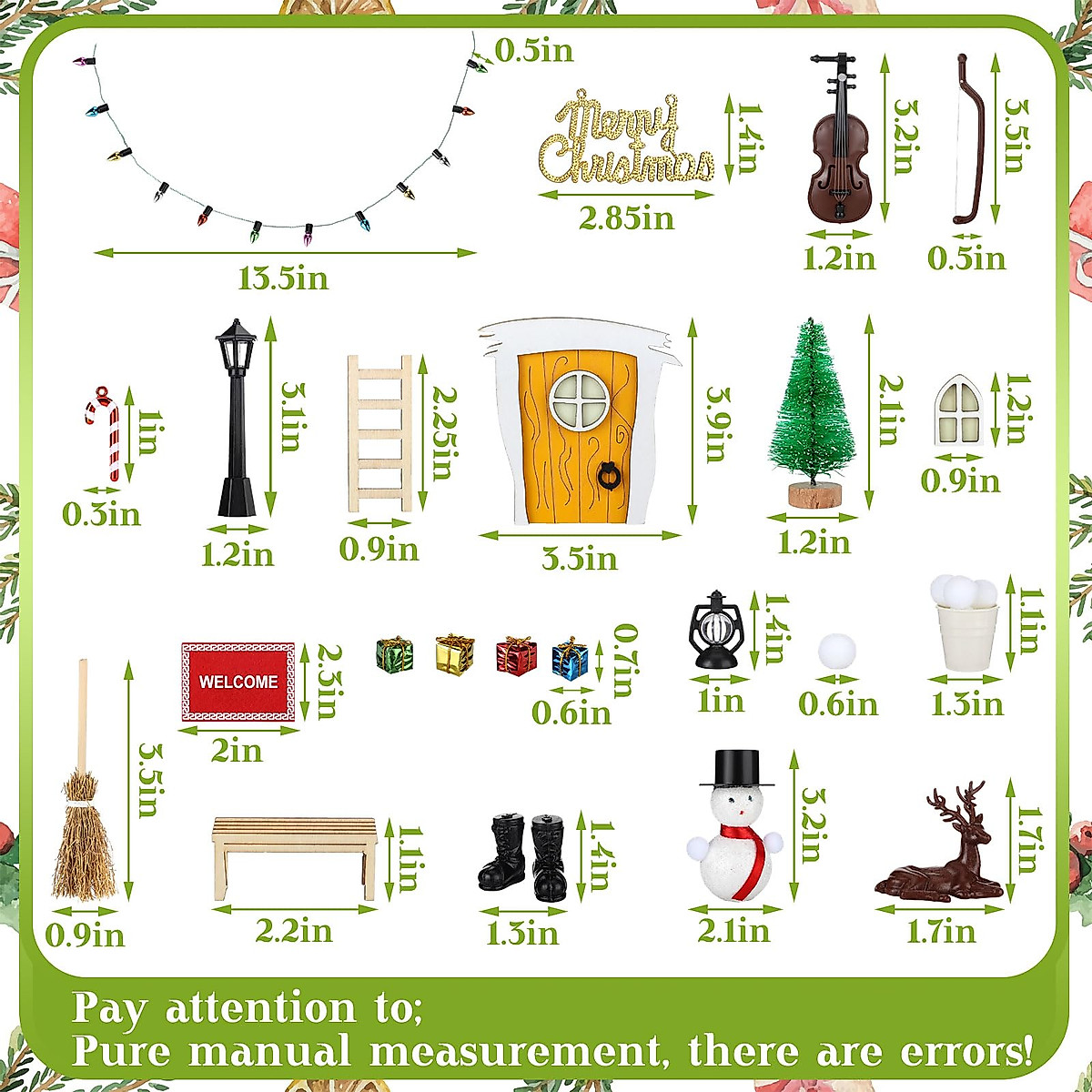 Bencailor 21 pcs Christmas Doll House Decoration Miniature Dollhouse Accessories Small Scene Model Light Mini Christmas Tree Christmas Dollhouse Furniture for Party DIY Craft Gift(Stylish Style)