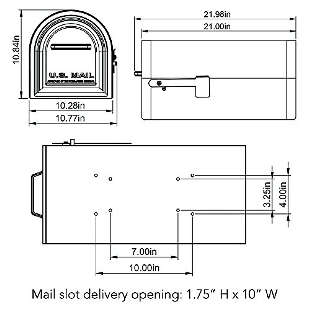 Gibraltar Mailboxes Reliant Locking, Large Capacity, Galvanized Steel, Post-Mount Mailbox, Black