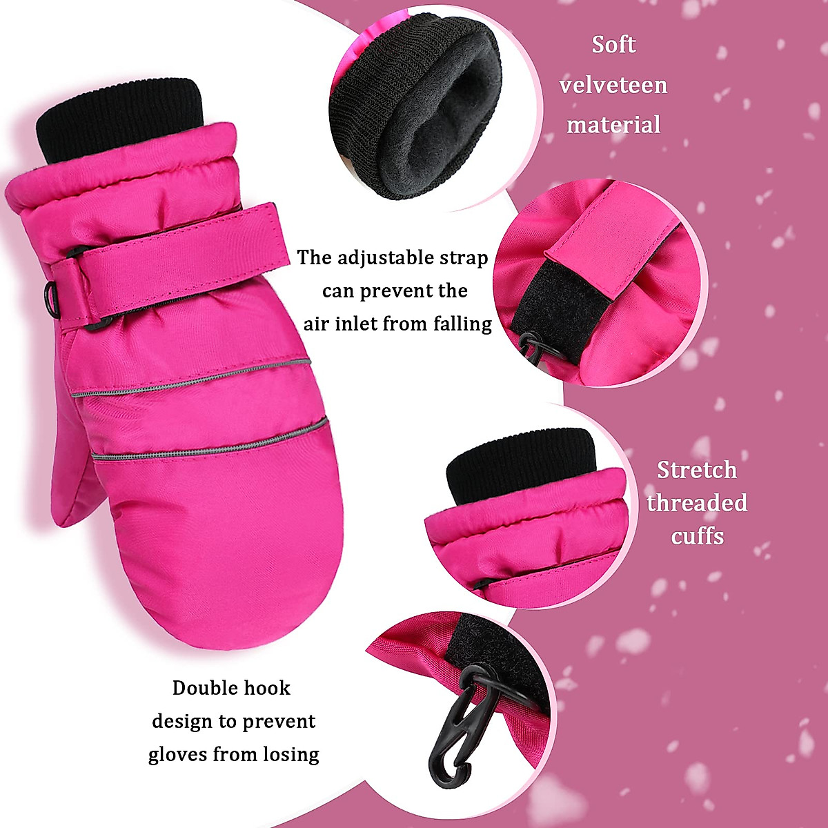 4 Pairs Kids Ski Mittens Gloves Waterproof Warm Snow Winter Mittens Gloves for Girls Boys Baby Toddlers Outdoor Activities (Classic Style, 5-8 Years)