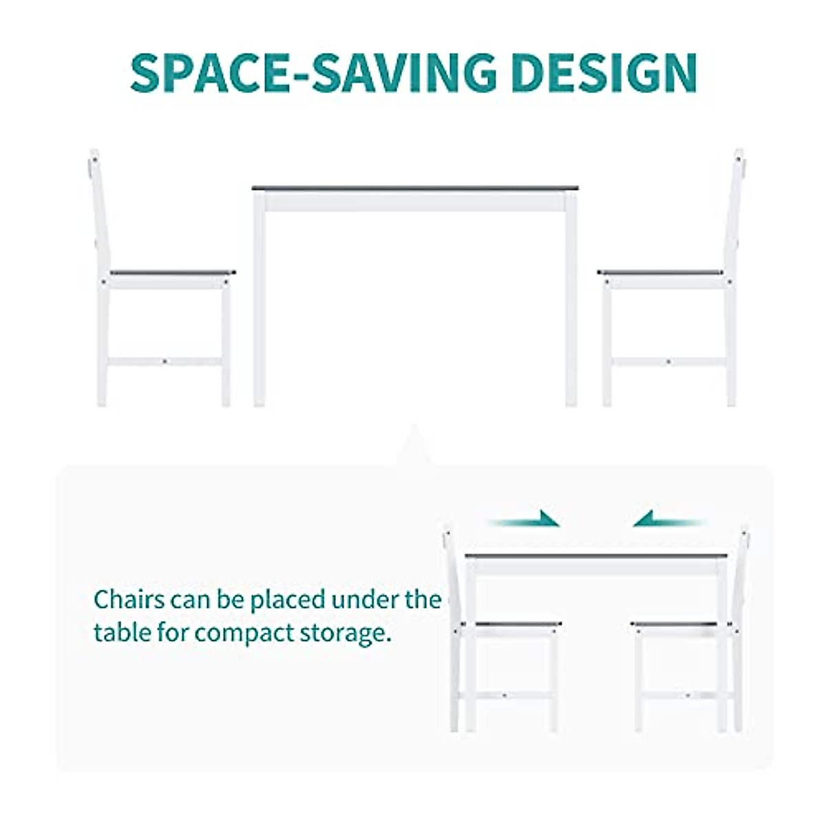 mecor 5-Piece Kitchen Dining Table Set, Pine Wood Dining Table and 4 Chairs Dinette Table Kitchen Room Furniture，Grey