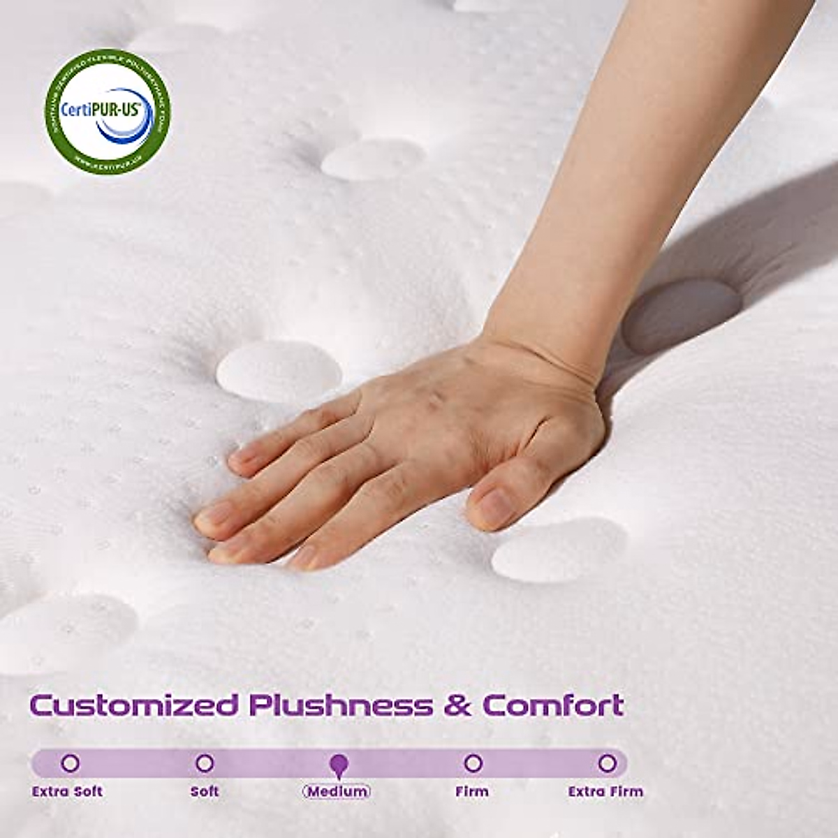 Sersper 12 Inch Memory Foam Hybrid Pillow Top Queen Mattress - 5-Zone Pocket Innersprings Motion Isolation - Heavier Coils for Durable Support - Medium Firm - R&D in North America