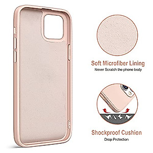 Hython Case for iPhone 13 Mini Case with Ring Stand [360° Rotatable Ring Holder Magnetic Kickstand] [Soft Microfiber Lining] Slim Shockproof Rubber Protective Phone Case Cover for Women, Pink Sand