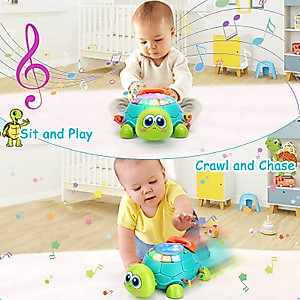 Musical Turtle Baby Toys 6 to 12 Months, Infant Light up Music Toys Tummy Time Development, Crawling Toy for 7 8 9 10+ Month Old, Easter Christmas for Babies 4 5 6 12 Month Boy Girl