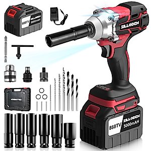 Cordless Impact Wrench, 21V Wrench Electric, 1/2 Impact Gun with 4-Mode Speed, Pistola de Impacto,Screwdrivers and Wrench 3-in-1, 331Ft-lbs(450N.m) Brushless, Power Impact Wrenches for Furniture, Cars
