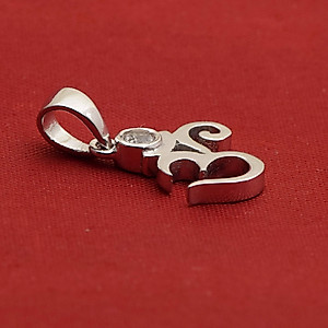 Shine Jewel Aum Ohm Om Pendant With Cubic Zirconia On Bindu 925 Sterling Silver