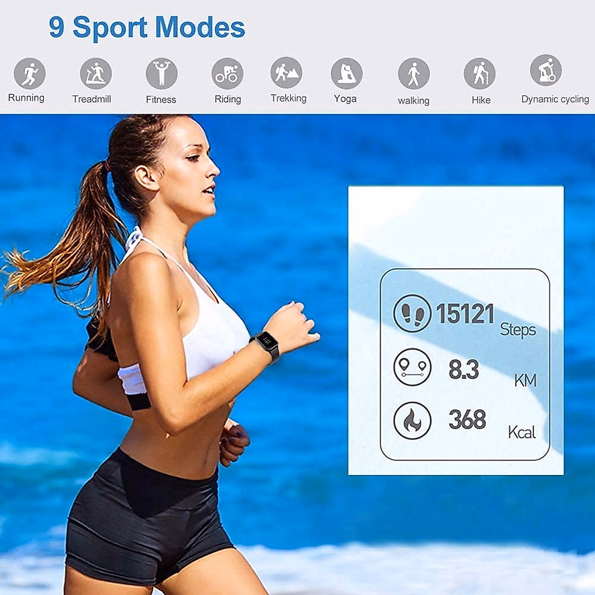 Smart Watch for Android/Samsung/iPhone, Activity Fitness Tracker with IP68 Waterproof for Men & Women, Smartwatch with 1.3" Full-Touch Color Screen, Heart Rate & Sleep Monitor, Black