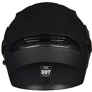 ILM Motorcycle Dual Visor Flip up Modular Full Face Helmet DOT 6 Colors Model 902 (XL, Matte Black)