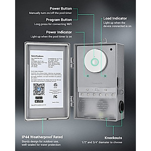 DEWENWILS Pool Timer, WiFi Pool Pump Timer, Heavy Duty 40A 120-277 VAC 2HP Wireless Controller Timer for Pool, Water Heater, Works with Alexa, Google Assistant, Smart Life, ETL Listed