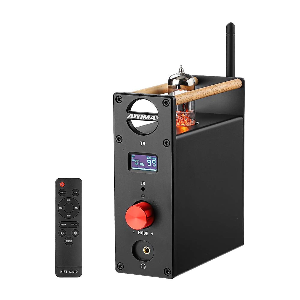 AIYIMA T8 6N3 Digital Tube Preamplifier Bluetooth 5.0 Hi-Fi Headphone Preamp Decoder Preamp PC-USB DAC APTX for Home Wireless Receiver Audio Stereo Amplifier + with Remote Control