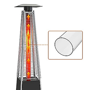 SafBbcue Patio Heater Glass Tube Replacement for 4-Sided Outdoot Liquid Propane Patio Heater, 49.5" Tall 4" Diameter Heater Temperature Resistant Quartz Glass Tube with Neoprene Ring for Patio Heater
