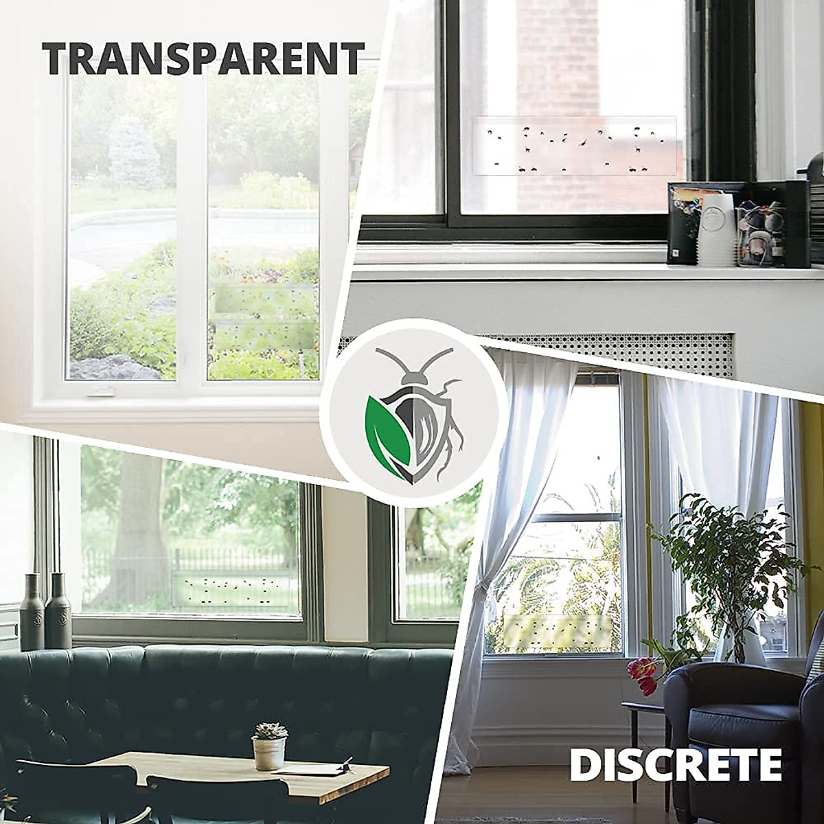 Window Fly Traps – 12 Pack | Transparent Sticky Fly Trap for Windows | Discrete, Extra Large Insect Glue Trap and Indoor Bug Catcher for House Flies and Other Flying Insects