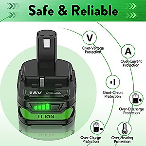 POWTREE 3000mAh 18V P108 Lithium Battery Replacement for Ryobi 18V Battery Ryobi ONE+ P107 P102 P103 P104 P105 P106 P109 P122 Cordless Power Tools 2 Packs