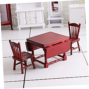 Housoutil 1 Set Folding Table and Chair Set Book Shelf Decor Kids Folding Table and Chairs Kids Mini Toys Mini Living Room Set Furniture Sets Dollhouse Furniture Set Mini Desk Furniture