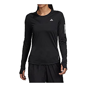 adidas Women's Own The Run Long Sleeve Tee, Black/White, Medium