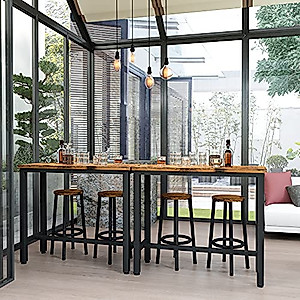 Hooseng Bar Table Set, 47" Pub Table High Table, Counter Dining Table with 2 Stools, 3 Piece Rectangle Kitchen Table Set Breakfast Bar Table for 2 Ideal for Kitchen, Living Room, Rustic Brown