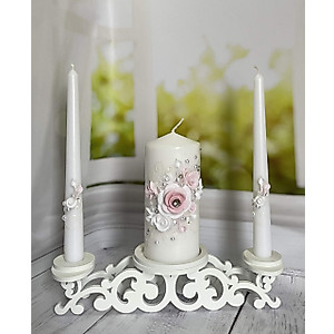 Unity Candle Holder-Unity Candle Stand-Unity Candle Holder Set-Pillar Candle Holder-Wedding Gift -Ceremony Decoration-Wedding Centerpiece (Pattern)
